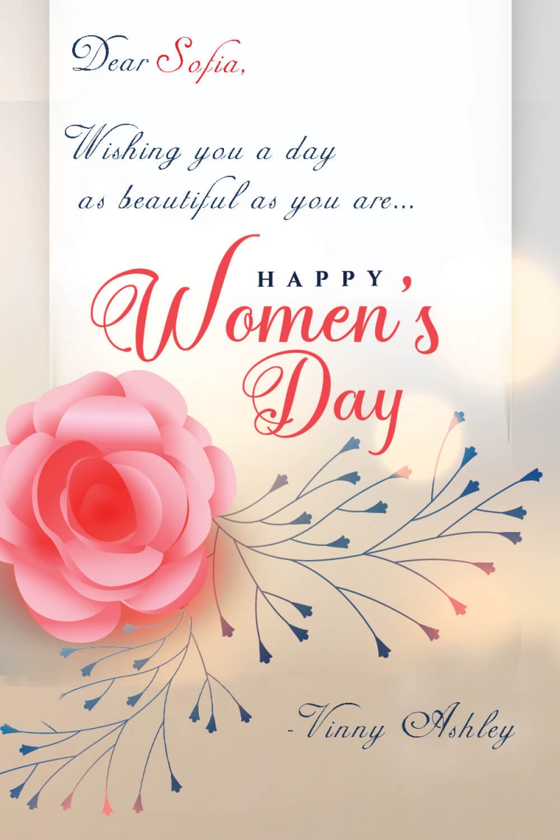 Women’s Day Pink Rose Floral Greeting Card – VRiddle