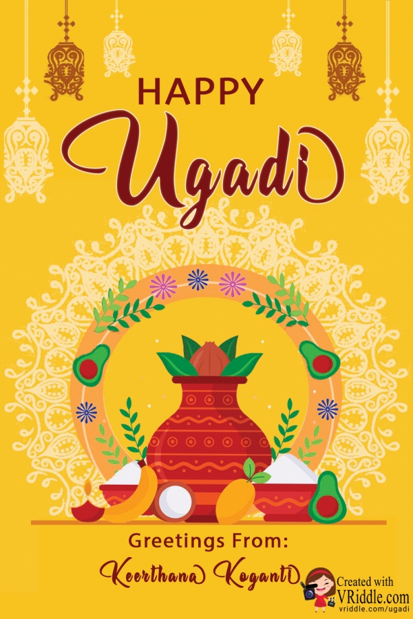 Ugadi Festival Traditional Greeting Card in Yellow Theme – VRiddle