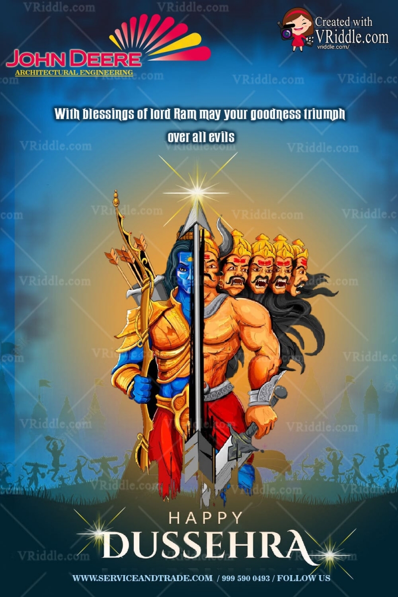 Ram Ravan Dussehra Greeting Card Battle Theme – VRiddle